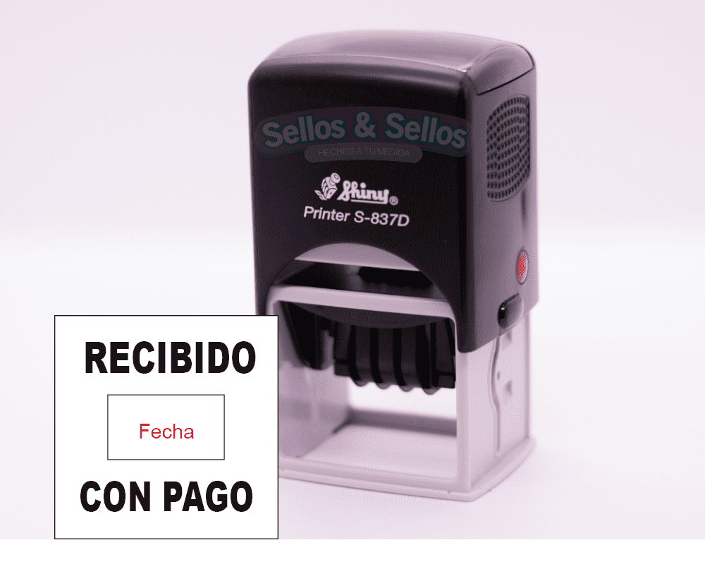 Sello Cuadrado Fechador Shiny-S837D-Negro - Sellos y Sellos