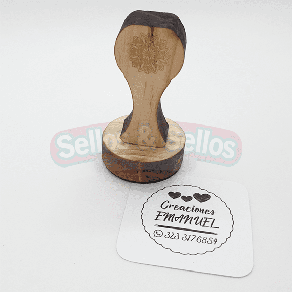 Sello de Madera redondo 4x4 cm – Sellos y Sellos